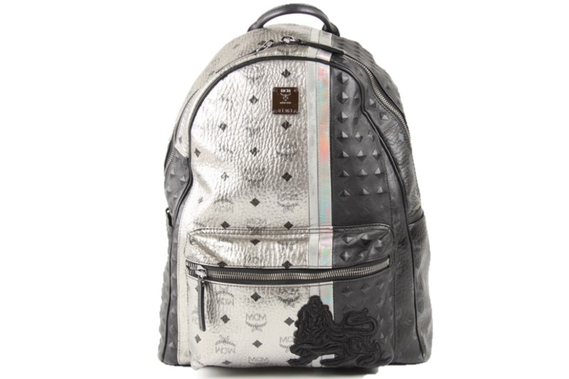 MCM Rucksack Stark Medium Schwarz und Rot Wildleder / Leder