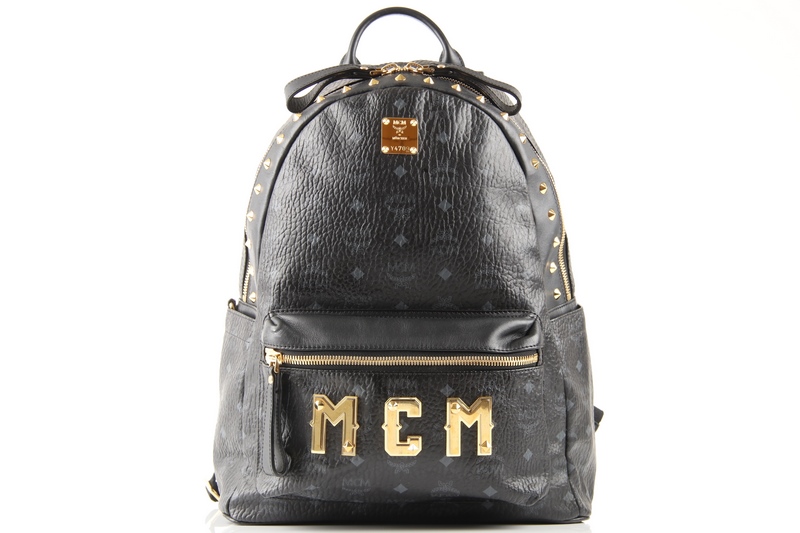 MCM Rucksack Stark Medium Schwarz Canvas und Leder