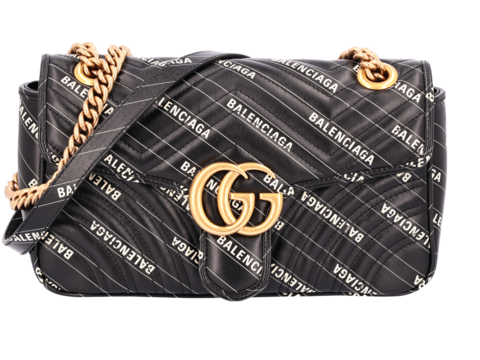 Gucci Balenciaga Hacker Project Sac Marmont GG Schwarz Matelassé Leder ...