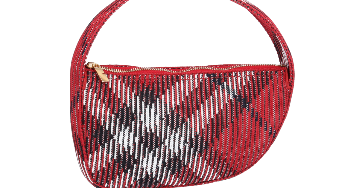 Burberry Mini Knit Tote Scarlet Rot Check 80953761