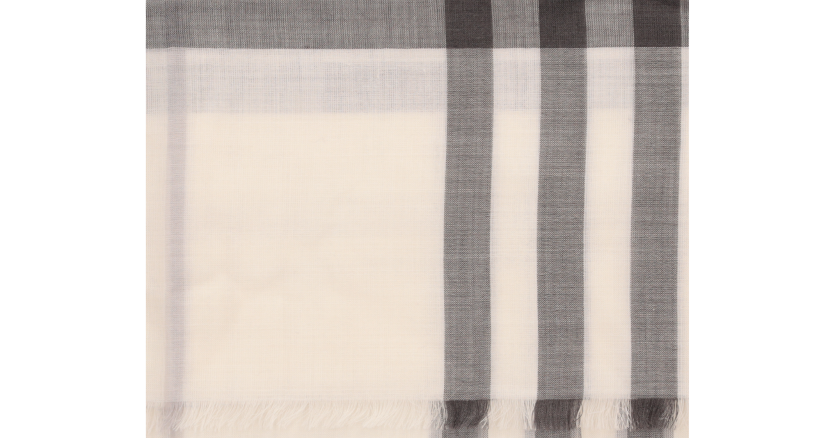 Burberry Schal Giant Check Weiss aus Wolle und Kaschmir 176cm x 28cm ...