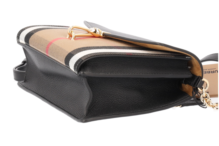 Burberry Small Macken Umhängetasche Tan black schwarz aus Leder und ...