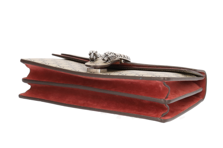 Gucci kleine Dionysus Guccissima Supreme Canvas Tasche Blooms mit Rot ...